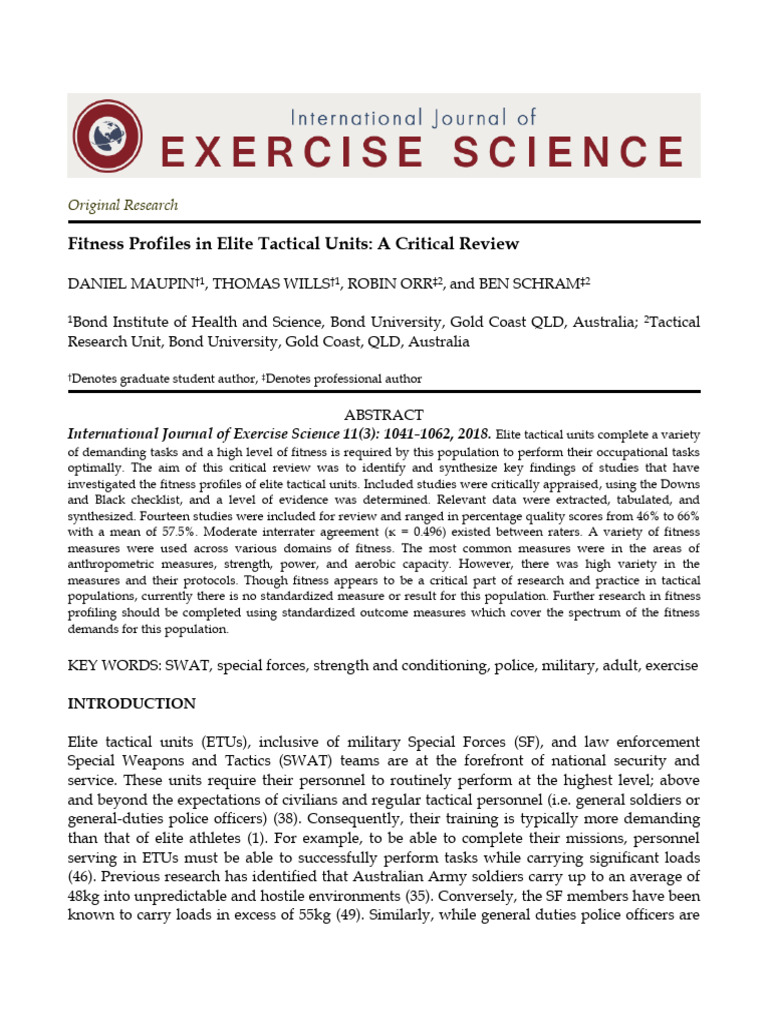 Fitness Profiles in Elite Tactical Units | PDF | Mean | Physical Fitness