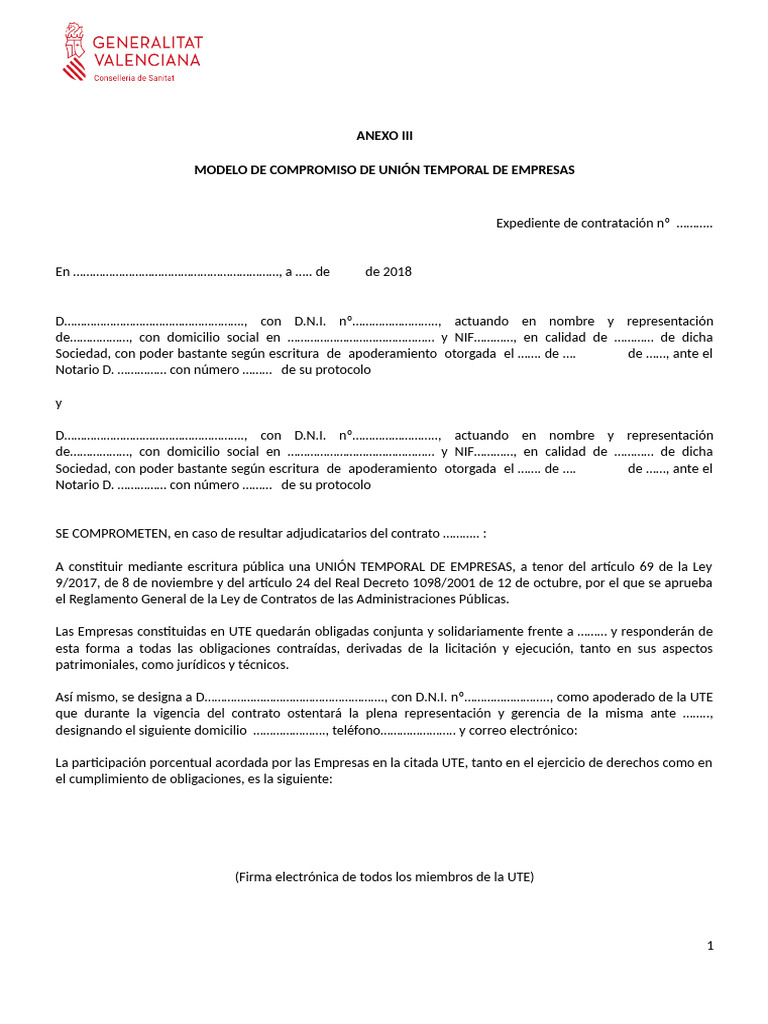 Anexo III_Modelo UTE | PDF