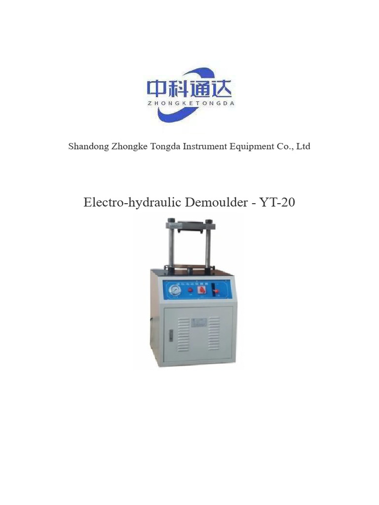 YT-20 - Electro-Hydraulic Demoulder | PDF