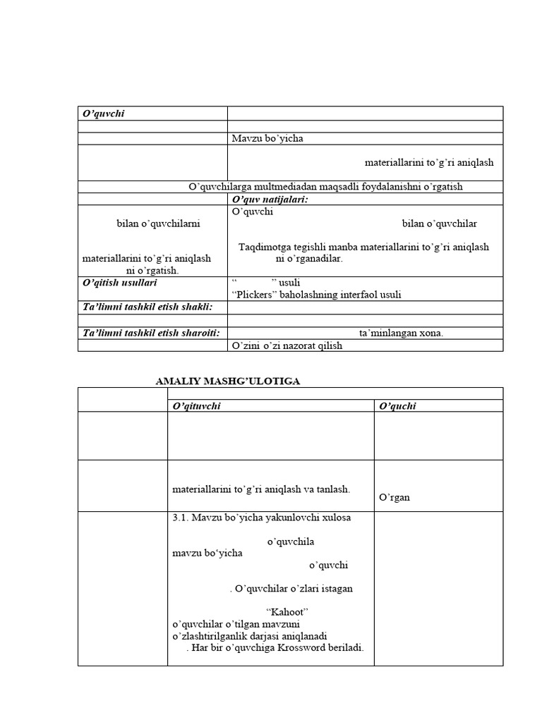 541 2.1. Dars Ishlanmasi Salomova S. PDV2 | PDF