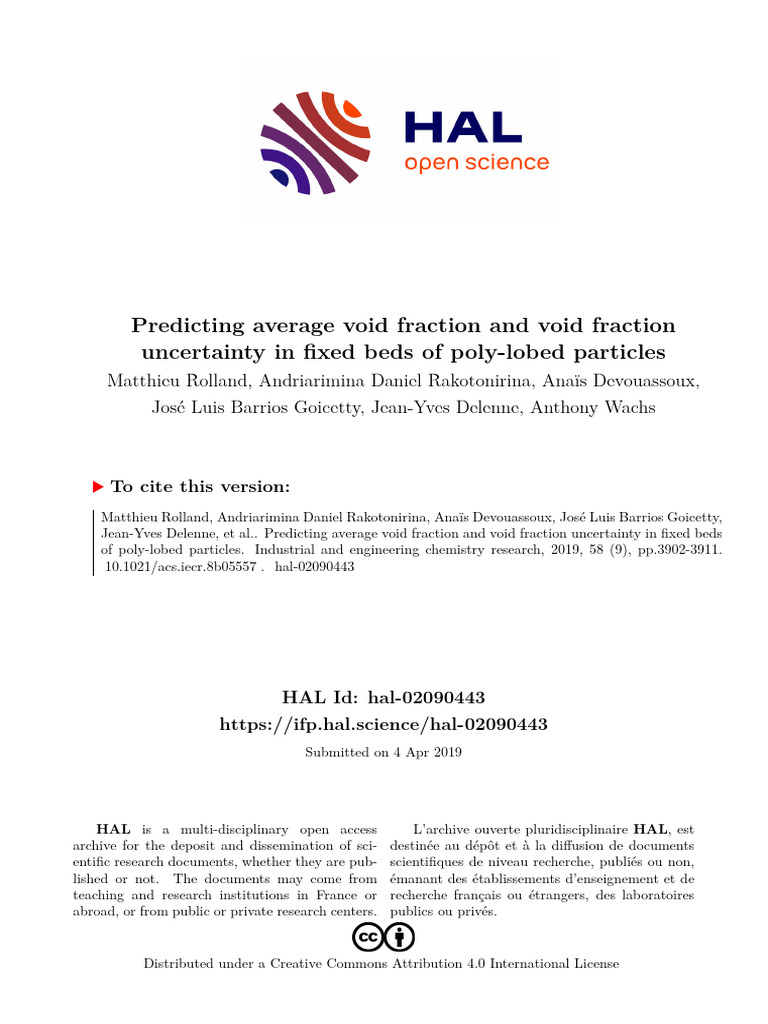 Void Fraction in Poly-Lobed Particle Beds | PDF | Reaction Rate | Porosity