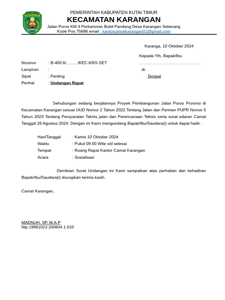 Undangan Camat | PDF