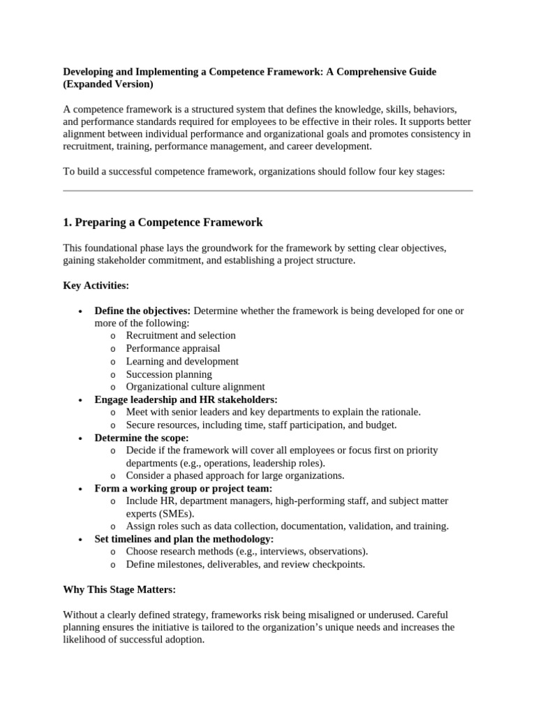 Developing and Implementing a Competence Framework | PDF | Performance Appraisal | Social Psychology