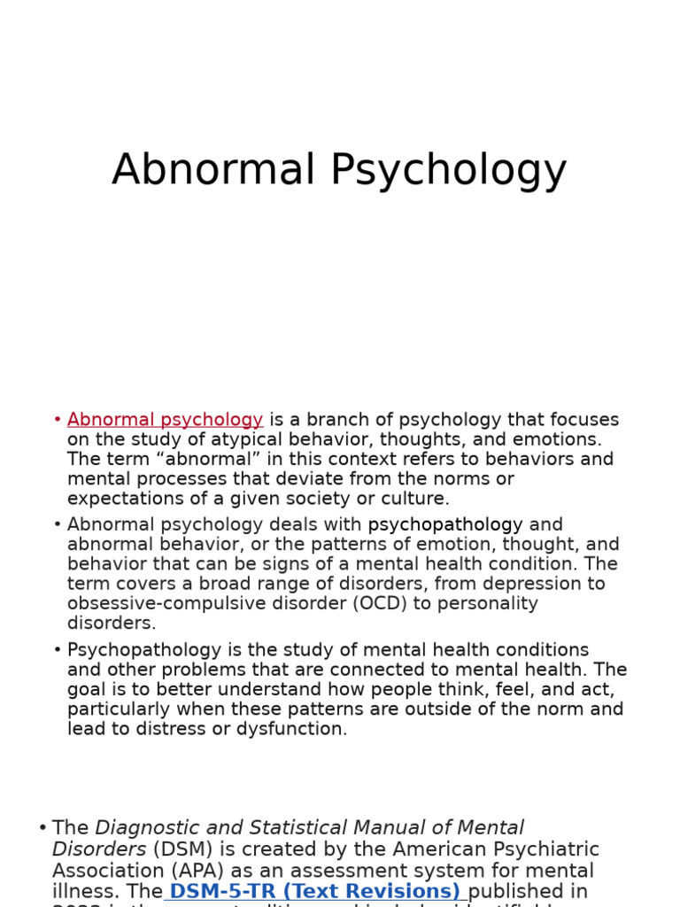 Module 1 - Abnormal Psychology | PDF | Diagnostic And Statistical ...