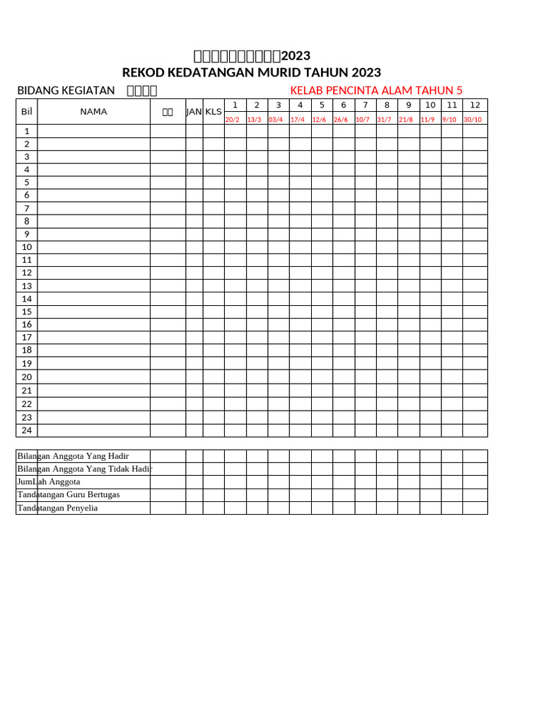 Rekod Kehadiran Murid | PDF