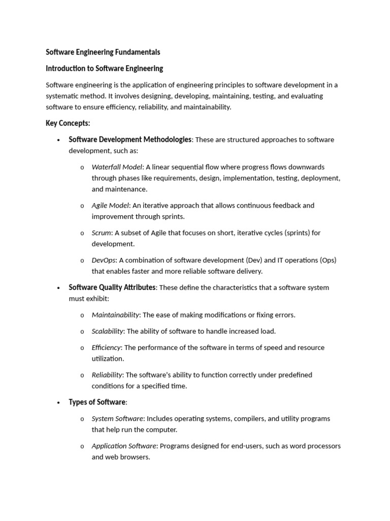 Hand Out Software Engineering Fundamentals | PDF | Software | Class (Computer Programming)