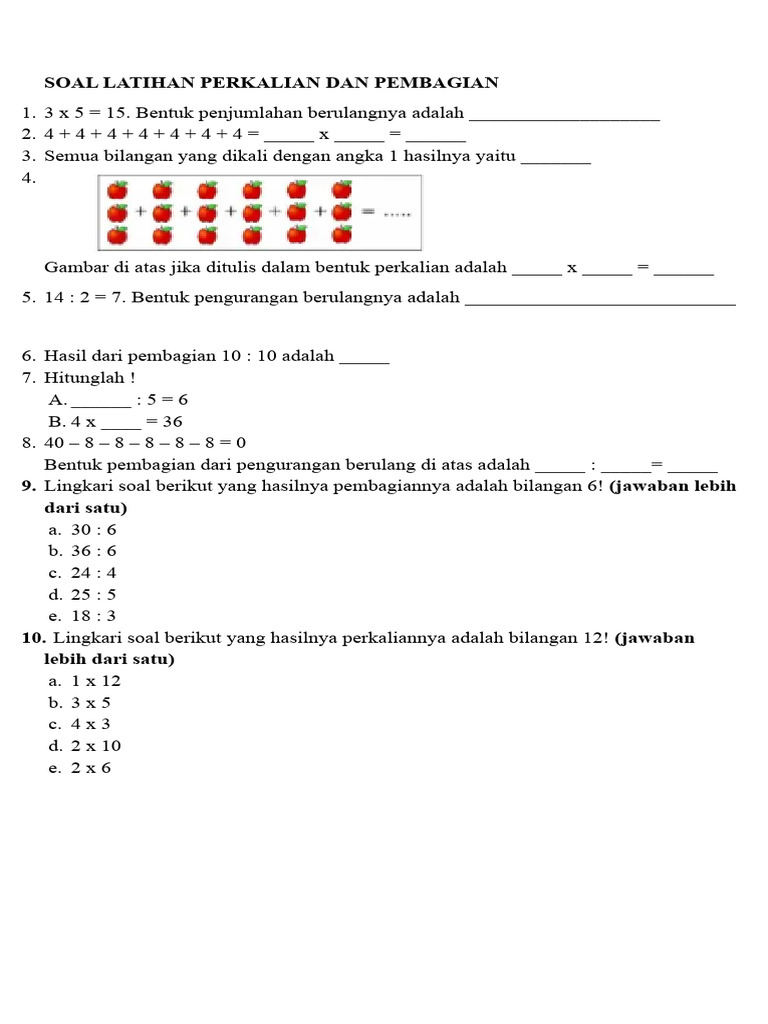 Soal Latihan Perkalian dan Pembagian | PDF