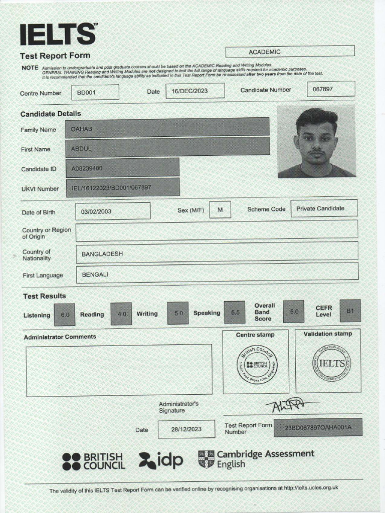 IELTS Score Report | PDF