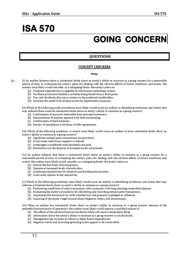 ISA 570 Application Guide | PDF | Going Concern | Auditor's Report