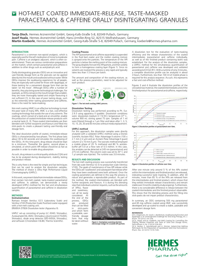 Oral Disintegrating Paracetamol Granules Technology | PDF | High ...