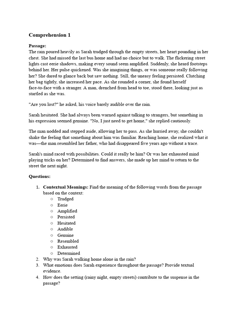Comprehension Practice Sheet - Docx-1 Worksheets | PDF