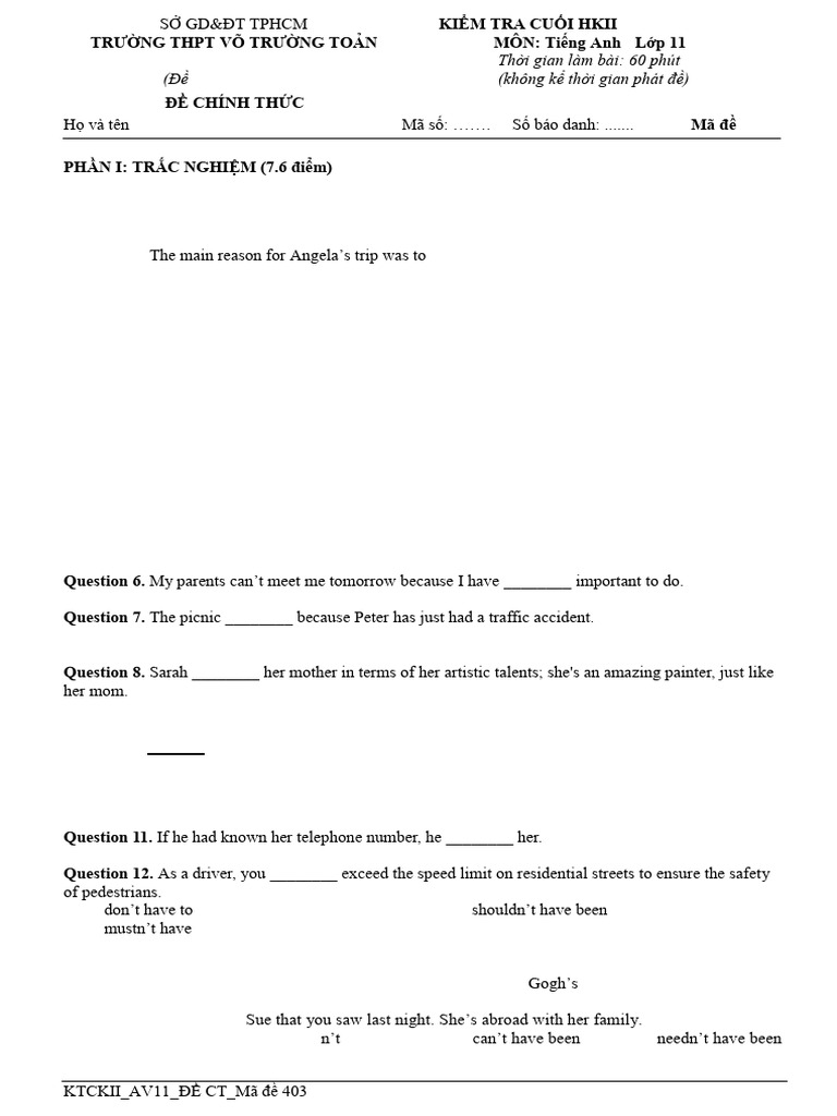 ANH 12 - ĐỀ CT - KT CUỐI HKII - 2023-2024 | PDF | Opera