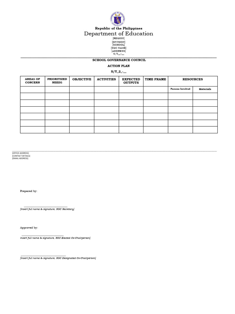 (SGC) Action Plan - Advocacy Plan Template | PDF