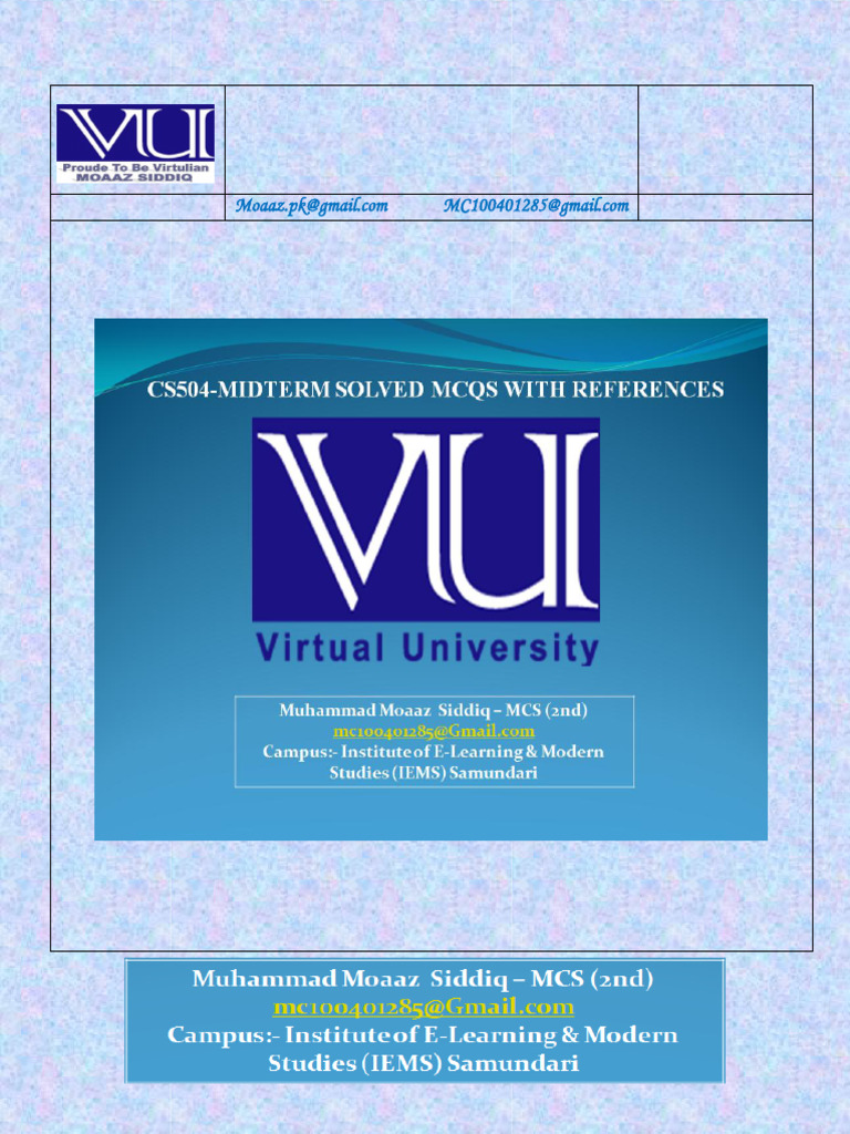 CS504 Objective File For Mid Term | PDF | Class (Computer Programming) | Method (Computer ...