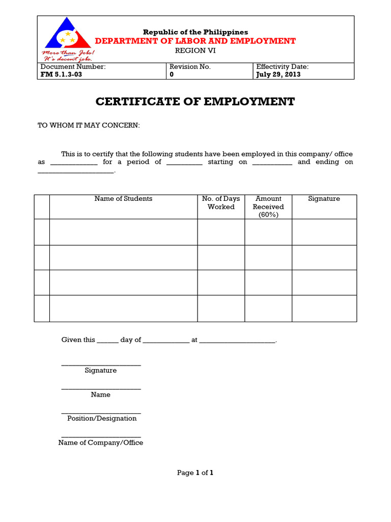 03 SPES Certification of Employment | PDF