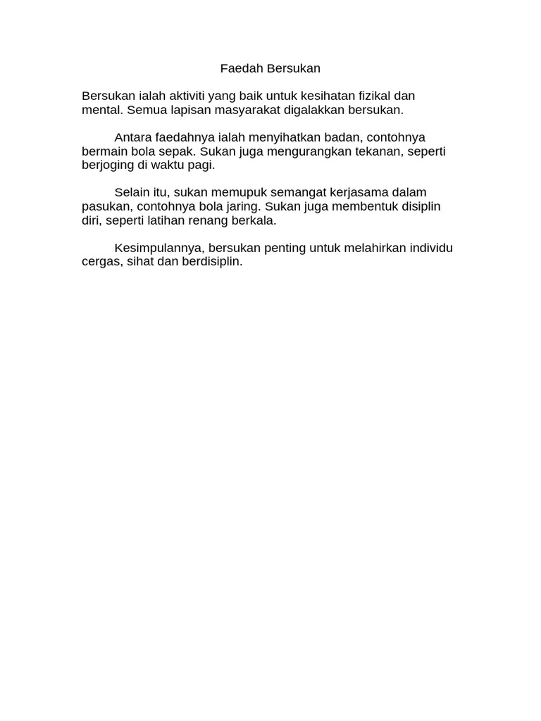 Karangan Faedah Bersukan | PDF