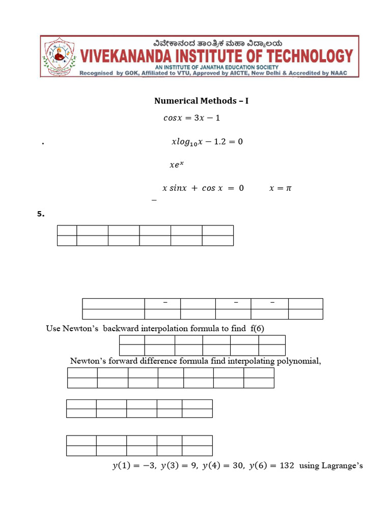 Assignment 1 - Numerical Methods I | PDF | Interpolation | Finite Difference