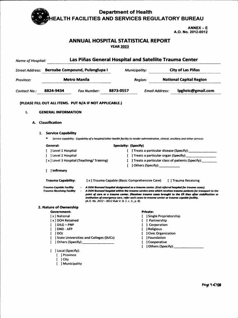 ANNUAL REPORT Doh + Bed Capacity | PDF | Patient | Health Sciences
