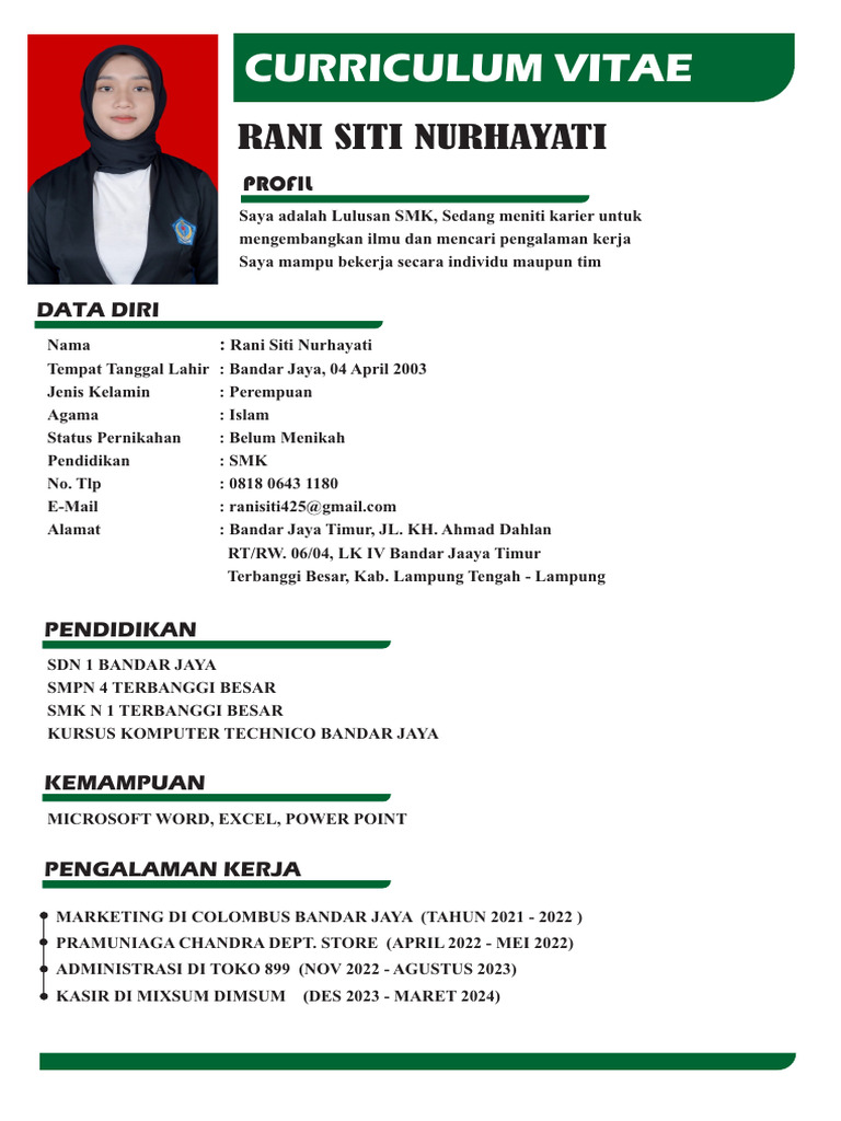 Curriculum Vitae: Rani Siti Nurhayati | PDF