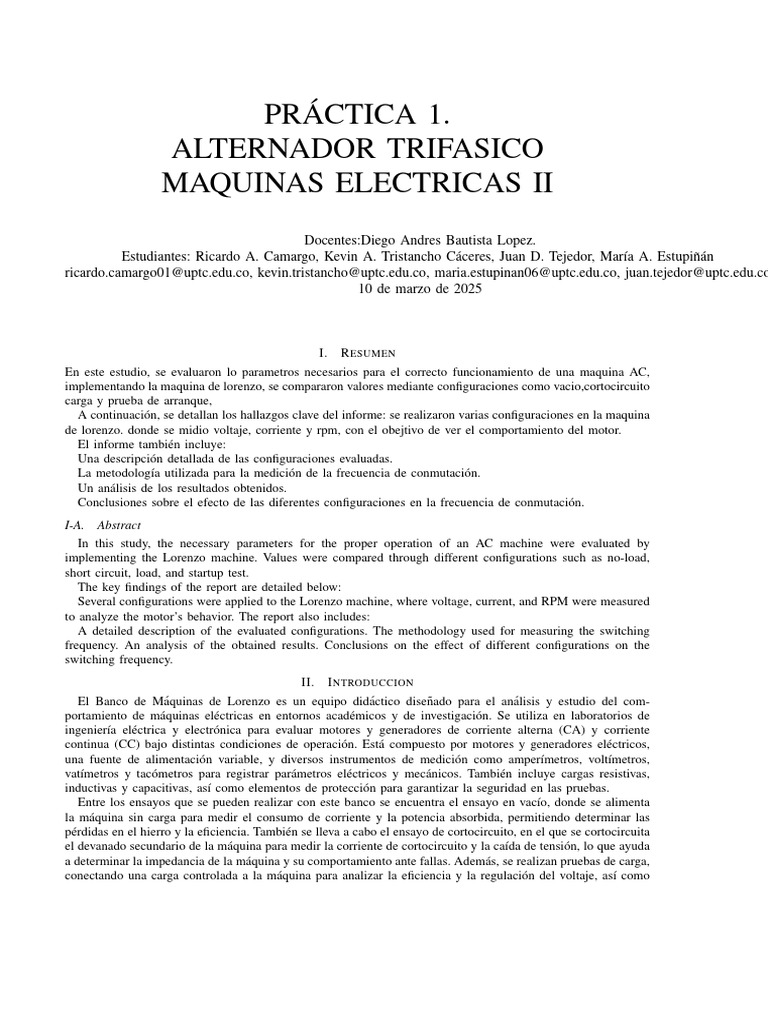 Lab Maq 2 | PDF | Corriente eléctrica | Energia electrica
