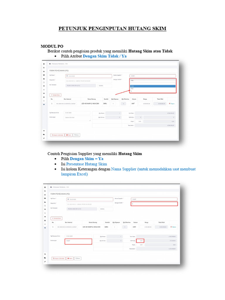 001-Lampiran (Cara Input Pembebanan Hutang Skim) | PDF