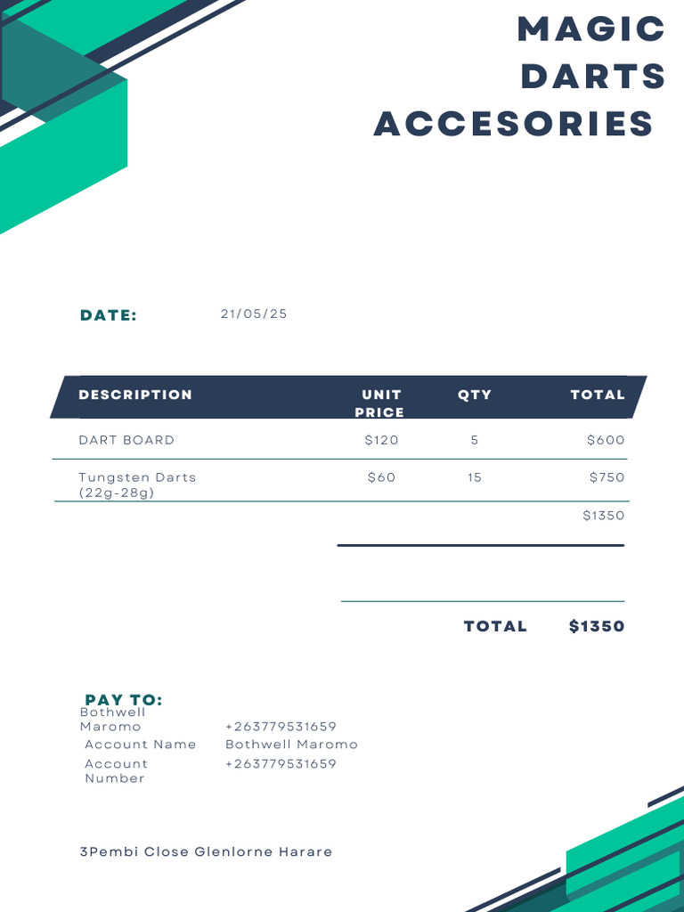 Darts Quotation by Magic Darts Accesories | PDF