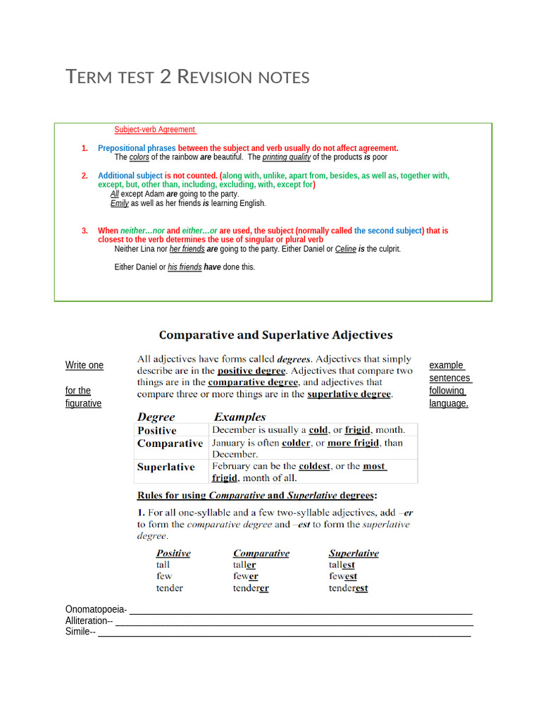 Term Test 2 Revision Notes | PDF