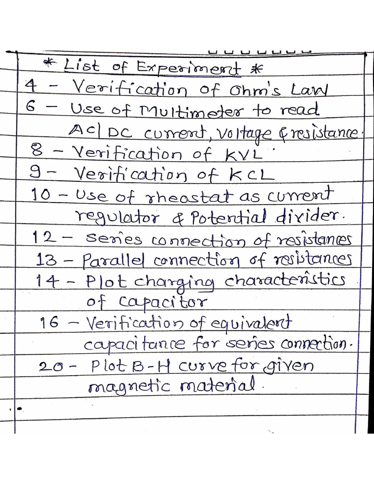 FEE Experiment List | PDF