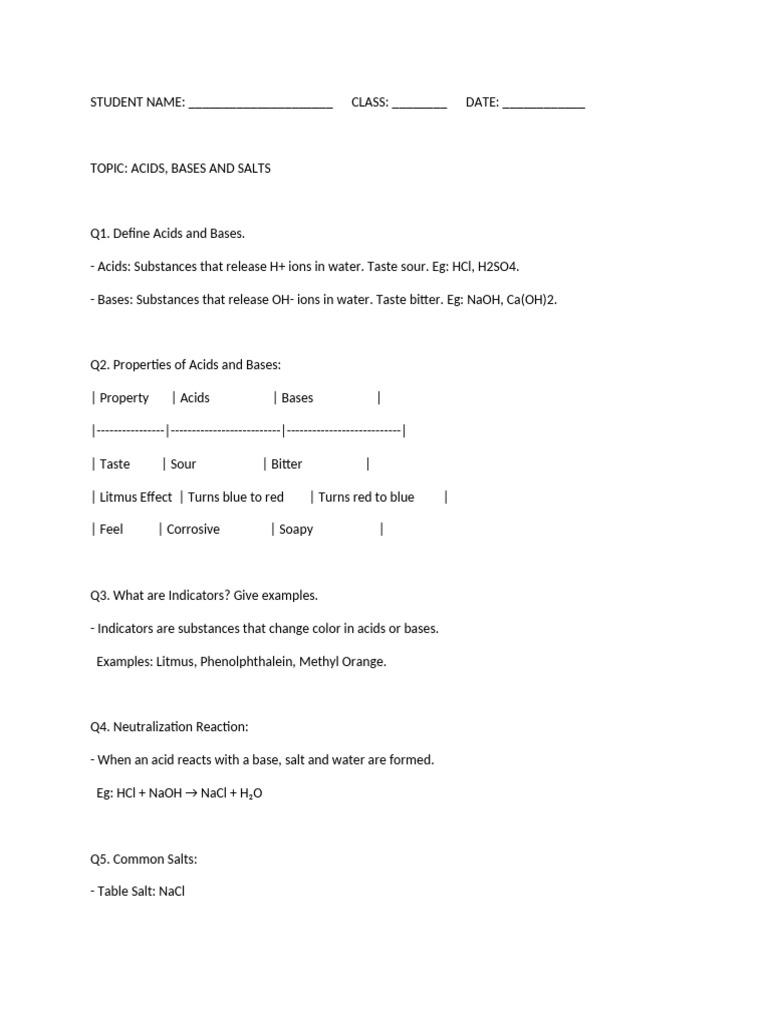 Chem Work CH 1 Class 10 | PDF