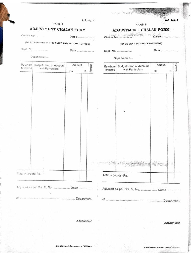 Adjustment Chalan | PDF