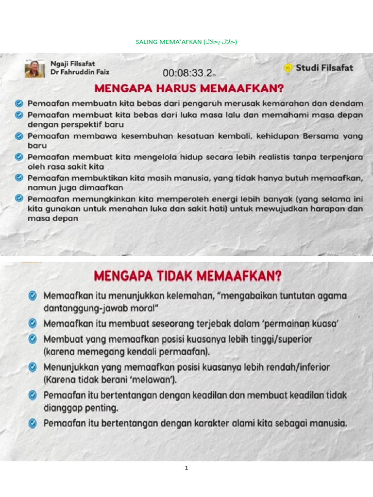 Saling Mema'afkan P, F, Faiz | PDF