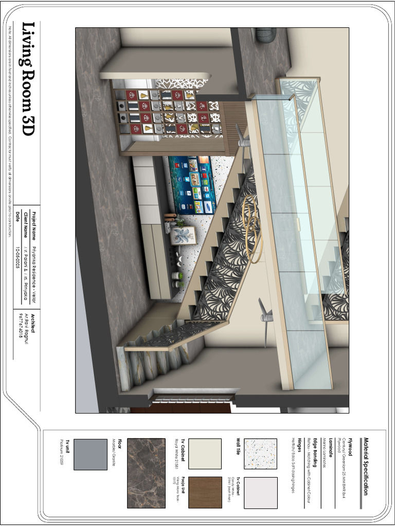Living Room Carpentry Drawing | PDF | Building Materials | Architectural Elements