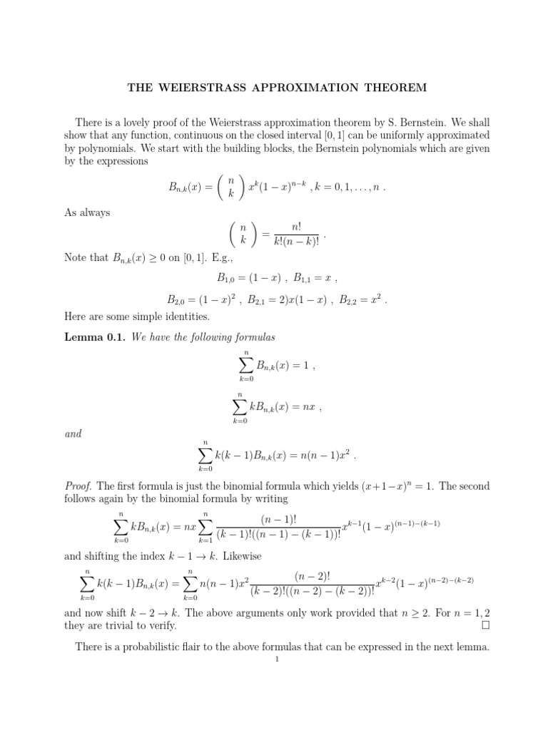 Weierstrassbernstein | PDF | Mathematical Concepts | Algebra