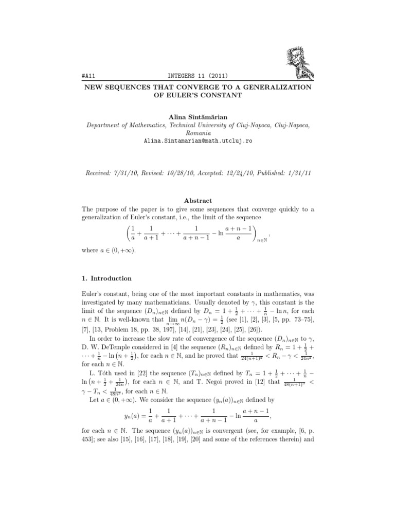 Generalization of Euler's Const | PDF | Discrete Mathematics | Numbers