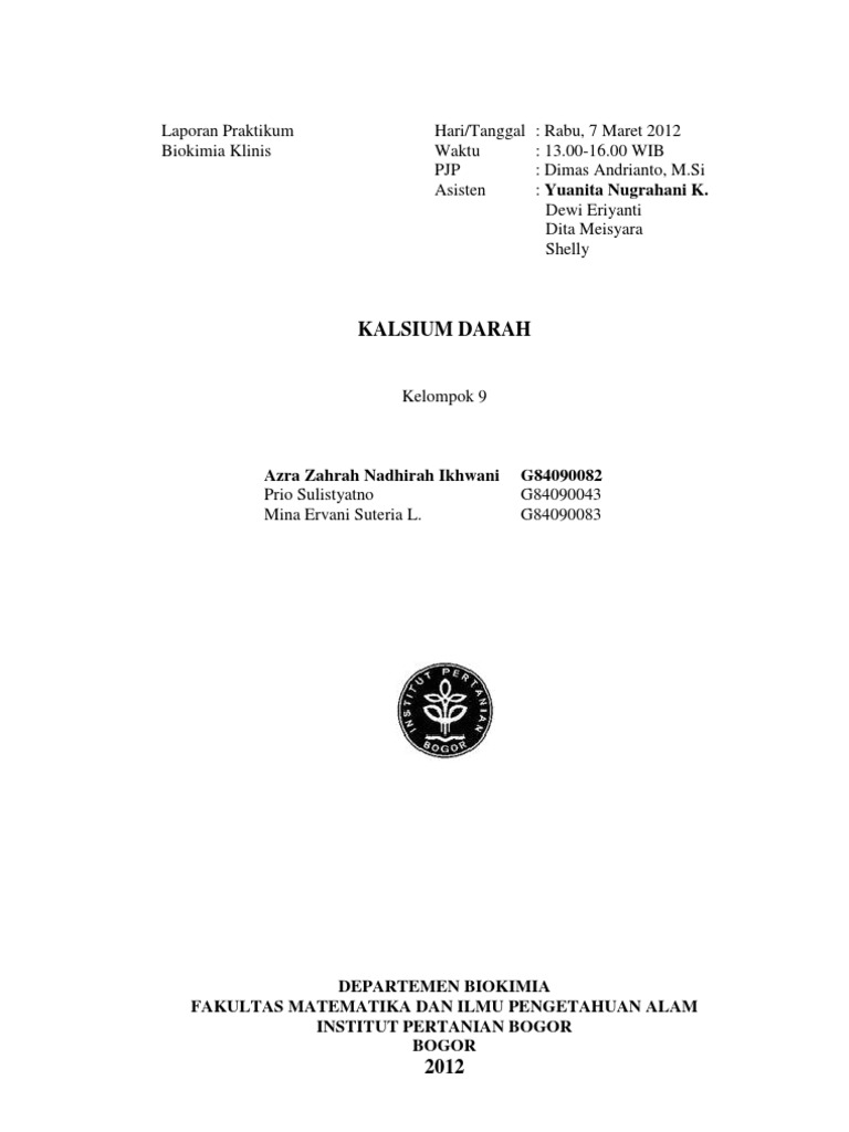 Laporan 3 BikLin Kalsium Darah | PDF