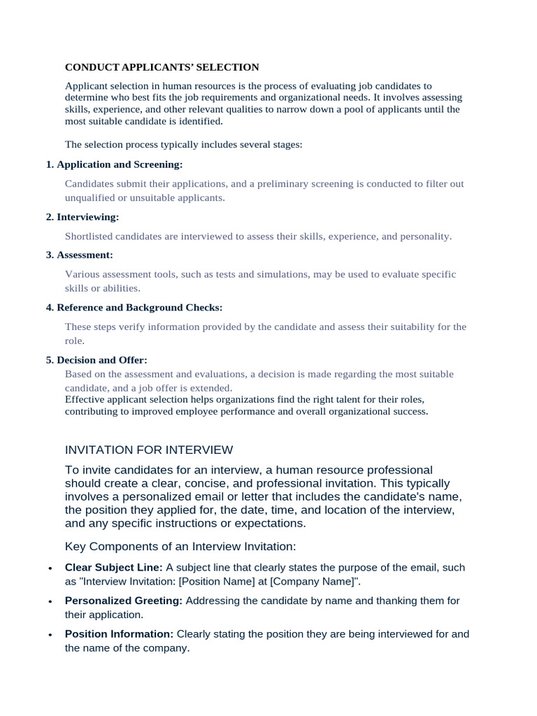 Conduct Applicants Selection | PDF | Job Interview | Cognition