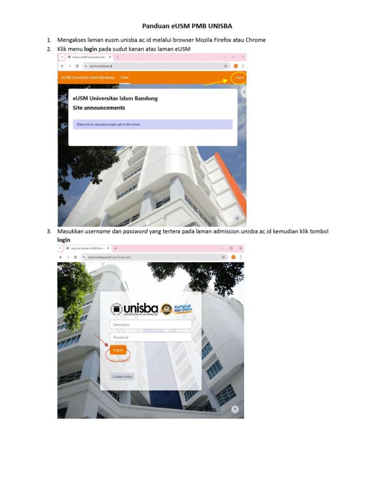 Panduan Eusm PMB Unisba 2025-2026 - Rev1 | PDF