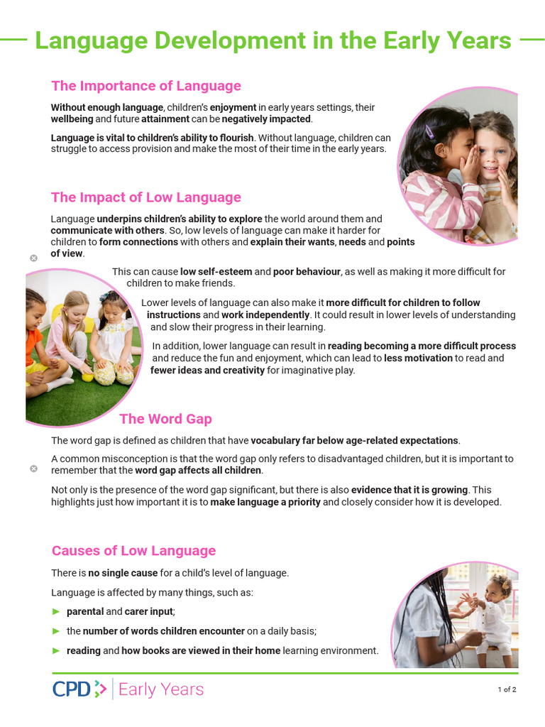 Language Development in The Early Years | PDF | Language Development ...