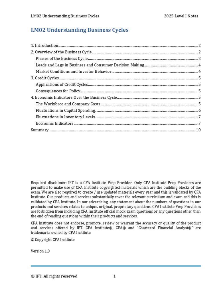 L1 LM2 Understanding Business Cycles - Study Notes (2025) | PDF ...