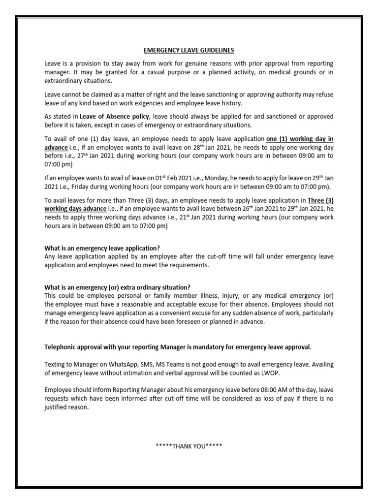 Emergency Leave Application Guidelines | PDF | Justice | Crime & Violence
