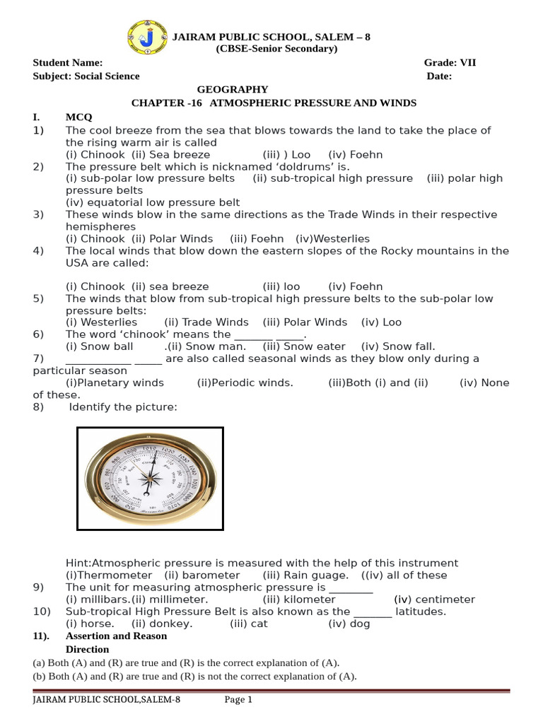 Atmosheric Pressure and Winds | PDF | Wound | Atmosphere Of Earth