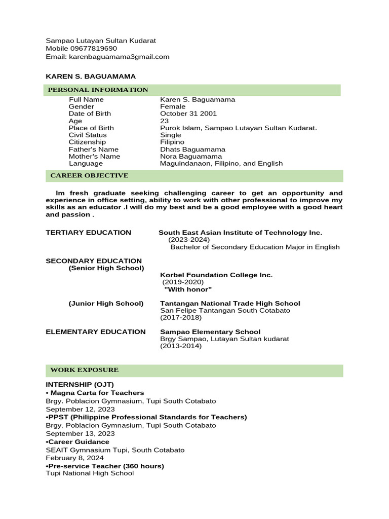 Resume Ni Mon1 | PDF