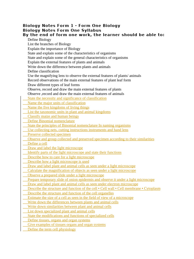 Biology Notes Form 1 | PDF | Osmosis | Leaf