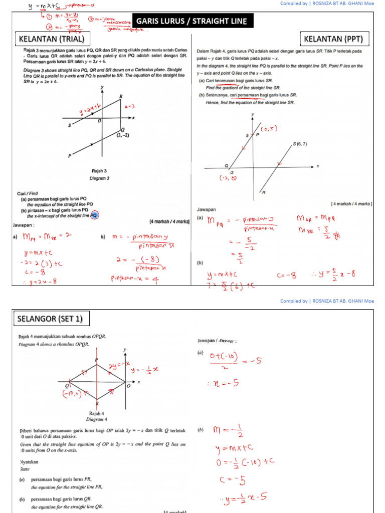 Garis Lurus Tingkatan 3: Latihan dan Formula | PDF
