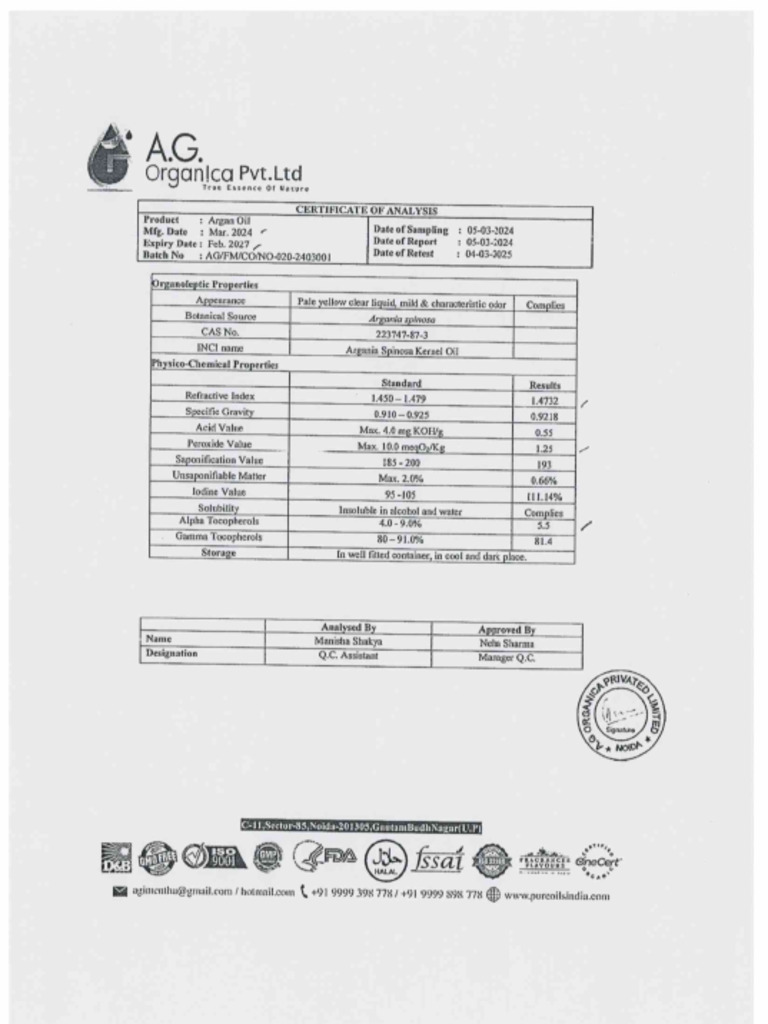 Assorted Coas Oils | PDF