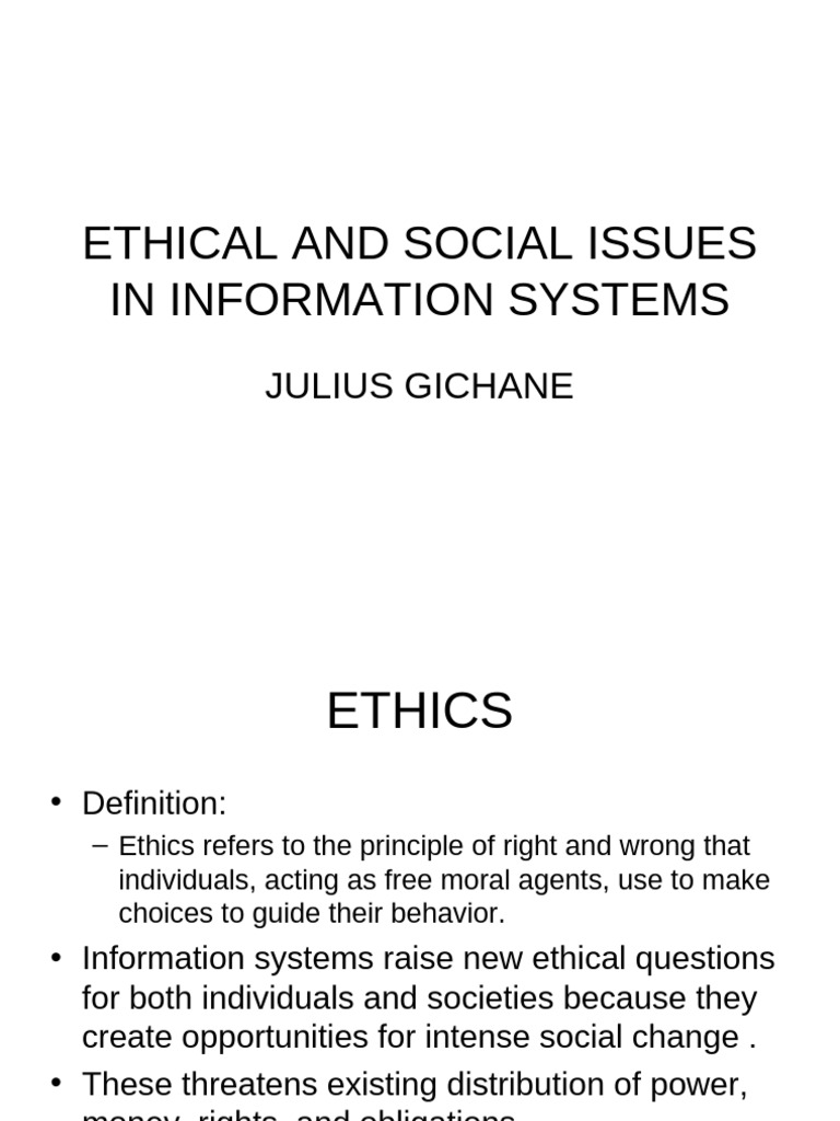 Ethical Issues in Information Systems | PDF | Internet | Computer Network