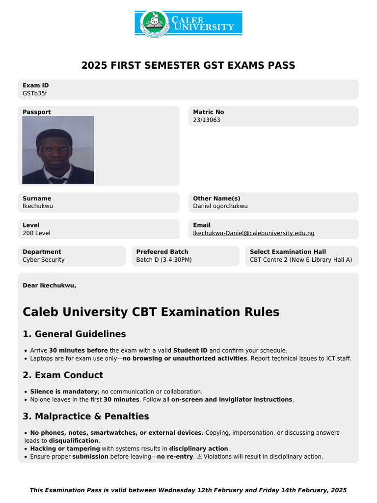Caleb 200 Level Study Group (GST 221 Practice Questions) | PDF