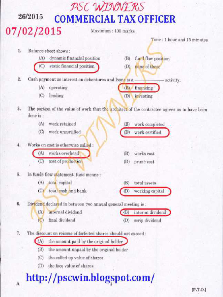 Commercial Tax Officer2015 | PDF