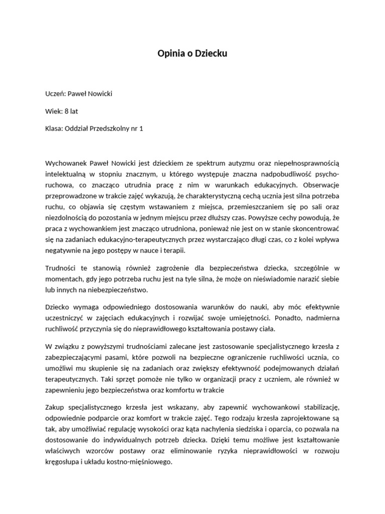Opinia o Uczniu-WPS Office | PDF