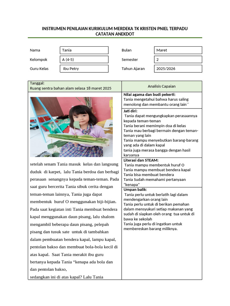 Contoh Catatan Anekdot | PDF